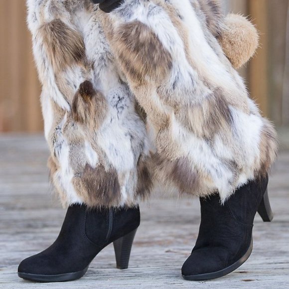Mitchie's | Other | Nwt Mitchies Rabbit Fur Boot Toppers Pom Pom Ties ...